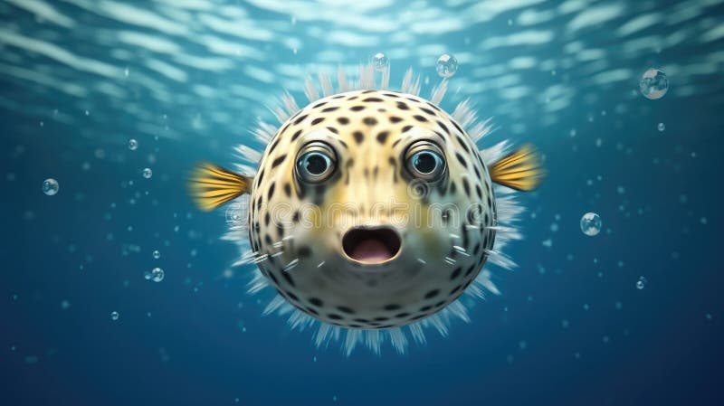 Puffer Fish Underwater. Generative AI Stock Illustration - Illustration ...