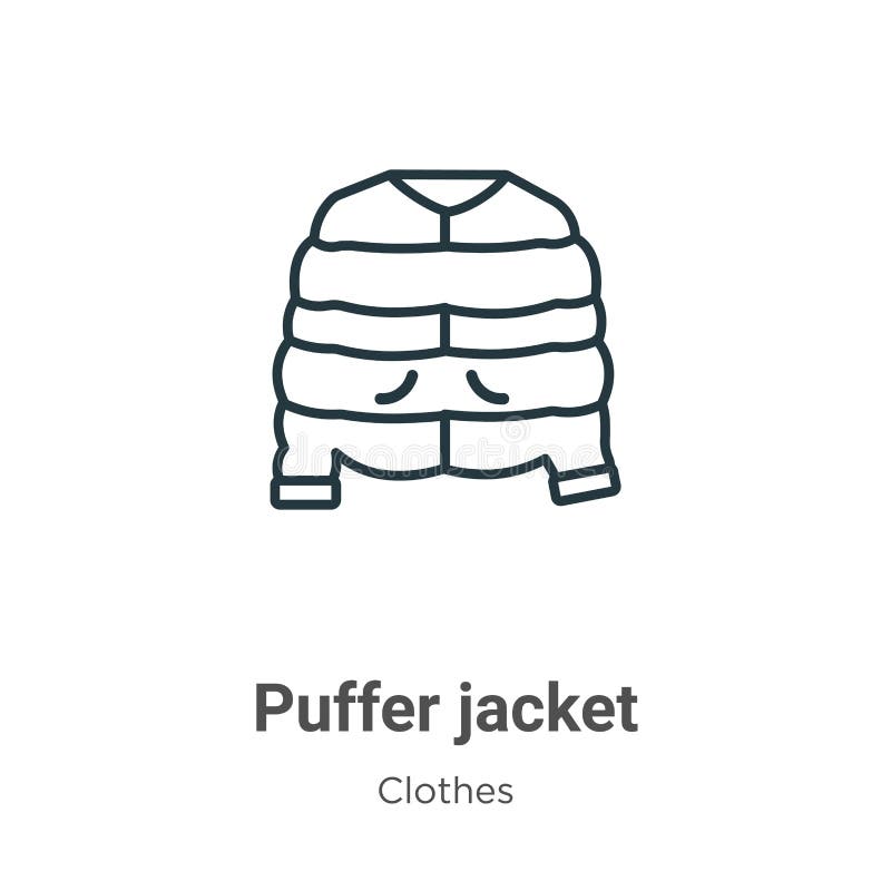 Puffer Jacket Outline Vector Icon. Thin Line Black Puffer Jacket Icon, Flat Vector Simple ...