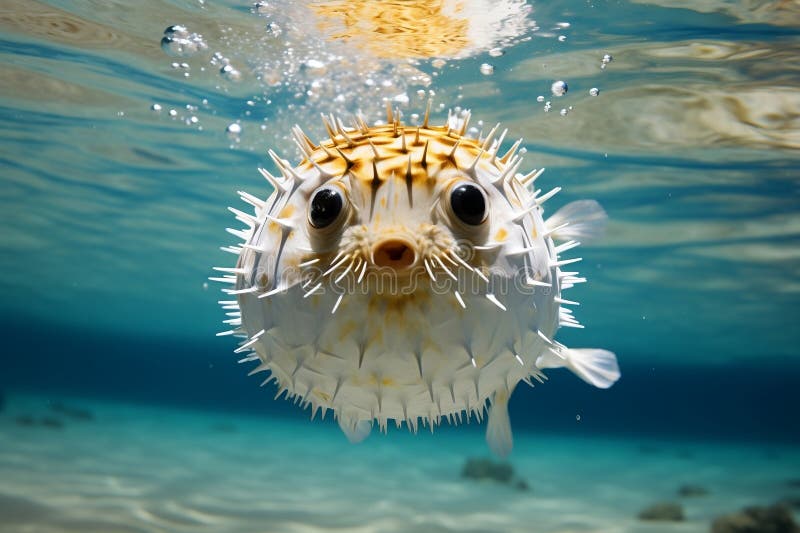 Pufferfish Beneath the Waves. AI Stock Illustration - Illustration of ...