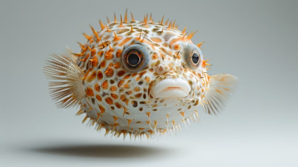 Pufferfish with Expanded Body and Visible Spines Stock Photo - Image of ...
