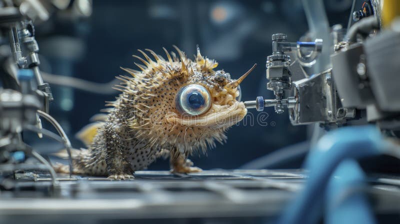 Pufferfish Nuclear Physicist Conducting Experiments in Lab Aquatic ...
