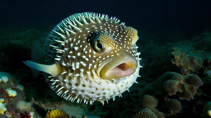 Pufferfish Shape when Threatened Underwater Stock Illustration ...