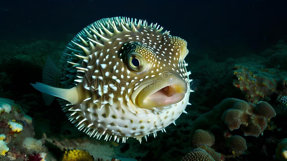 Pufferfish Shape when Threatened Underwater Stock Illustration ...