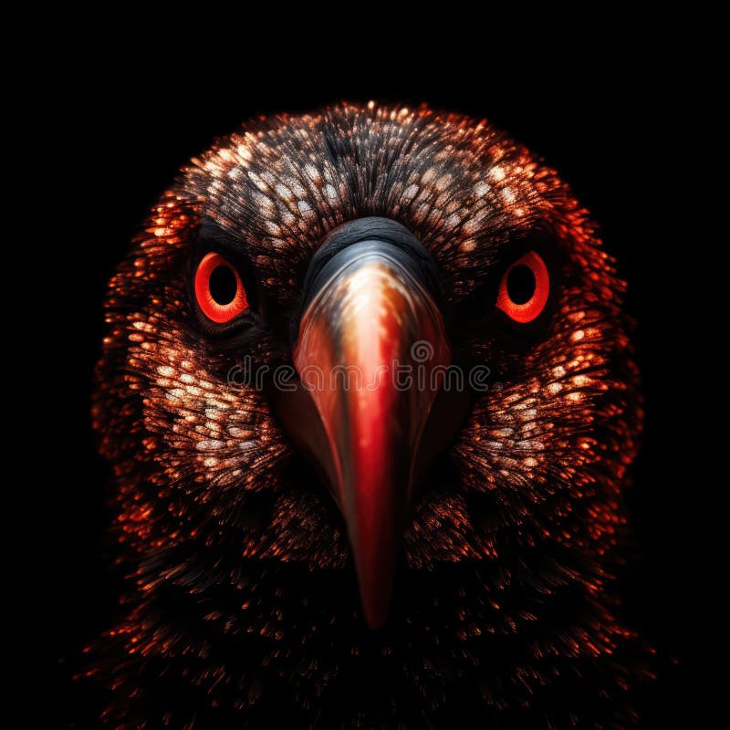 Puffin Bird Face Shape in Red Fire on Black Background. Generative AI ...