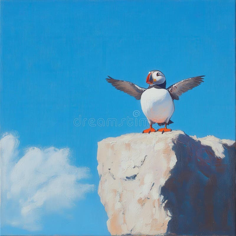 Puffin on a Rock stock illustration. Illustration of arctica - 360303349