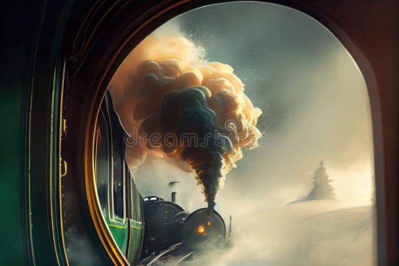 Puffs of Smoke Swirling from the Window of a Steam-powered Train Stock ...