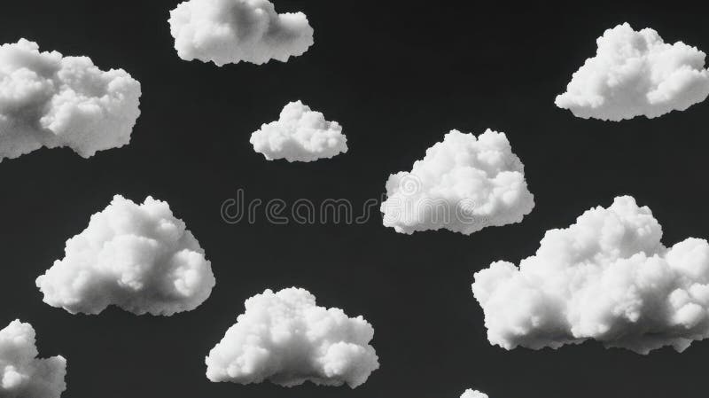 Puffy Clouds Contrast Sharply with a Matte Black Background for a ...