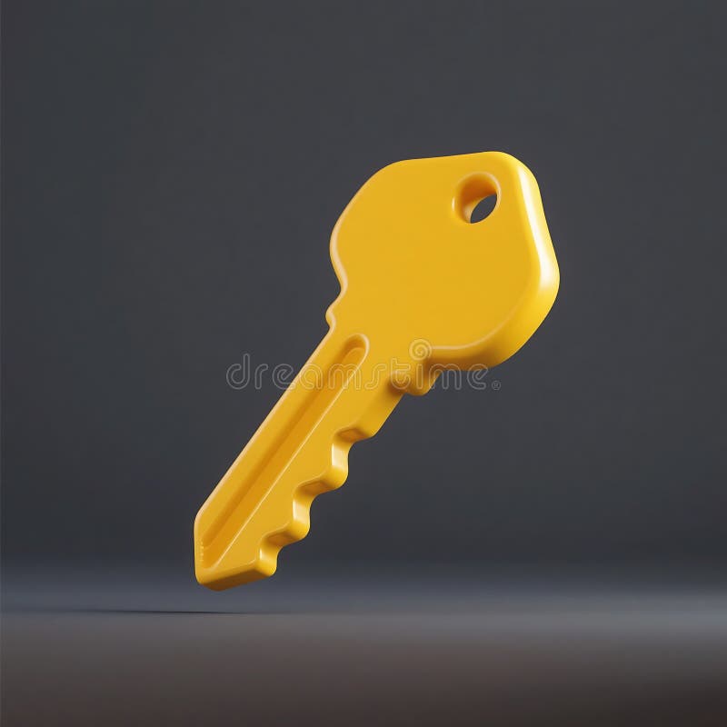 A Puffy 3D Key with Glossy Surface, Stylized and Bold Stock ...