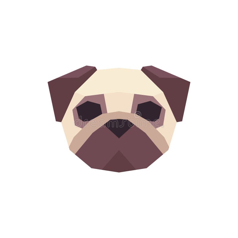 Low poly Pug head stock vector. Illustration of ears - 198912657