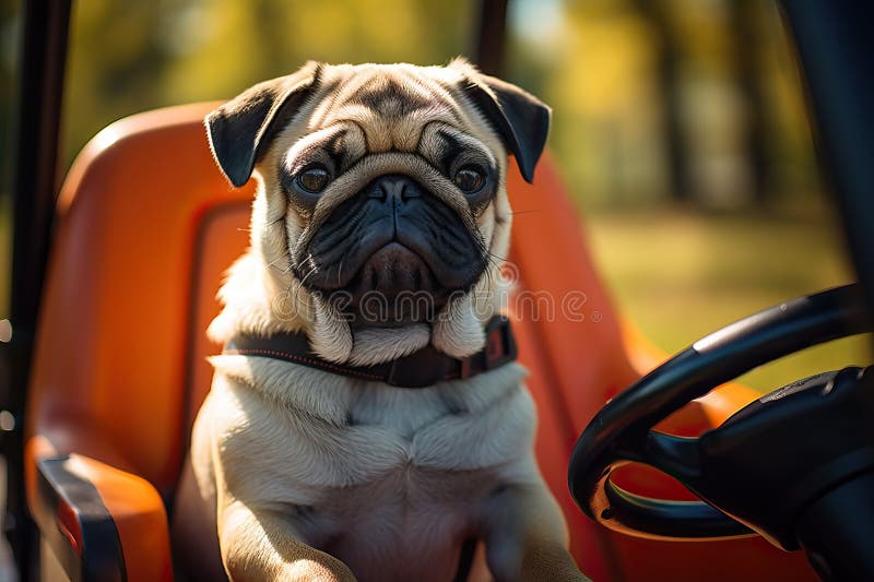 A Pug in a Car with a Red Seat. Stock Image - Image of young, carman ...