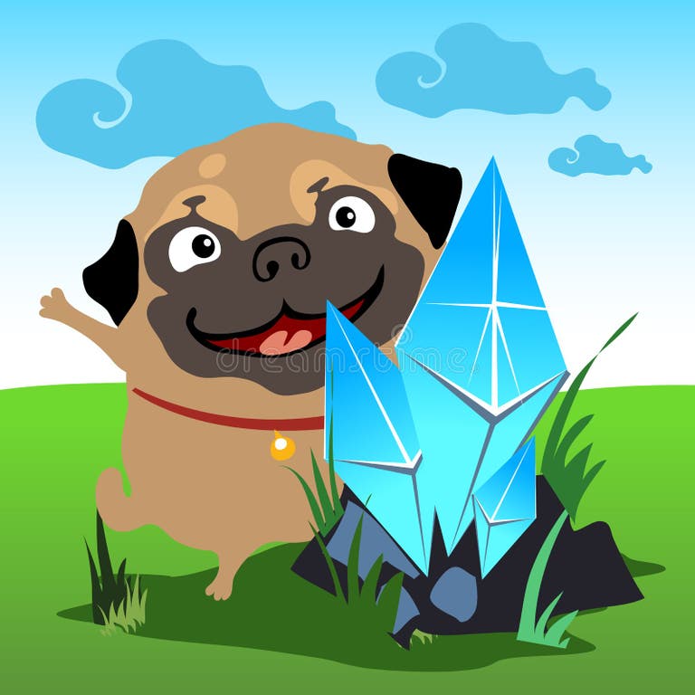 Pug with a Crystal in the Natural Landscape Stock Vector - Illustration ...