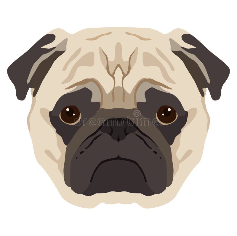 Pug Dog Head Face Vector Illustration Clipart Animal Stock Vector ...