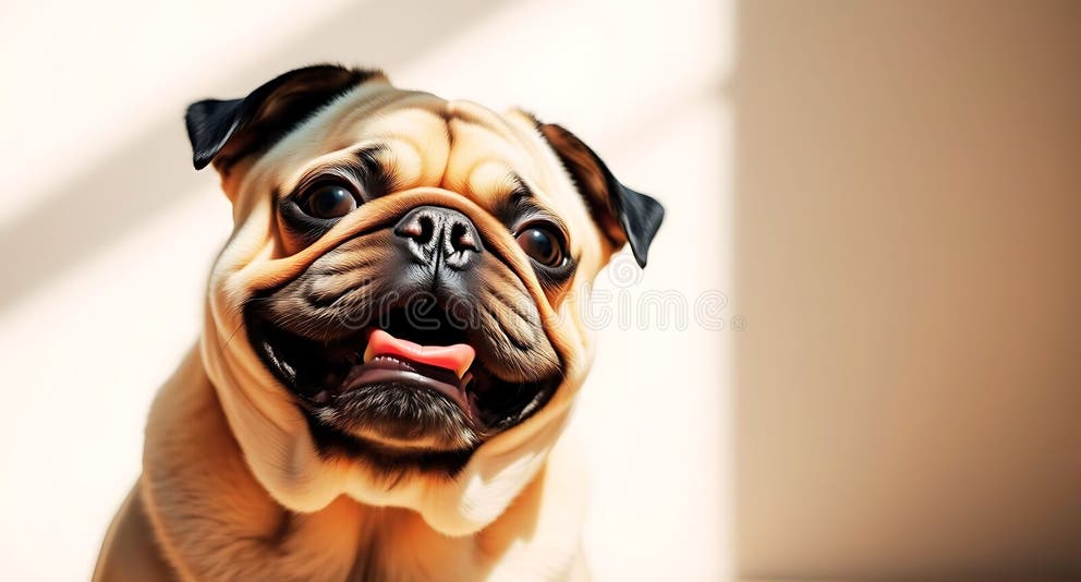 Pug Dog Happy Face in the Sun Stock Illustration - Illustration of ...