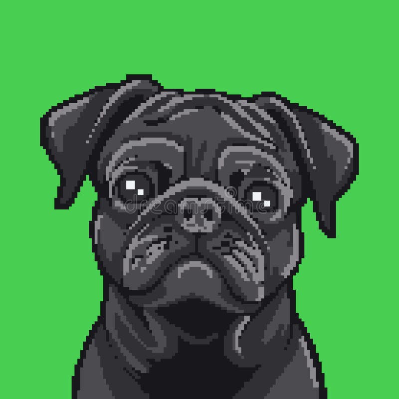 Pug Dog Portrait. Pixel Art Stock Vector - Illustration of character ...