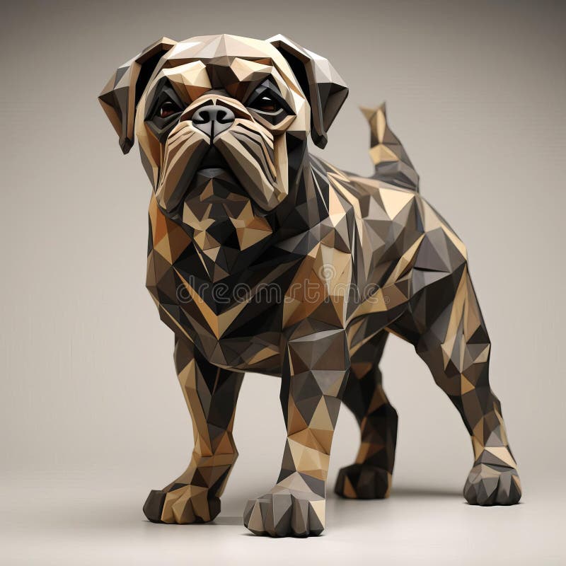 Realistic Low Poly 3d Geometry Pug Dog Vector Illustration Stock ...