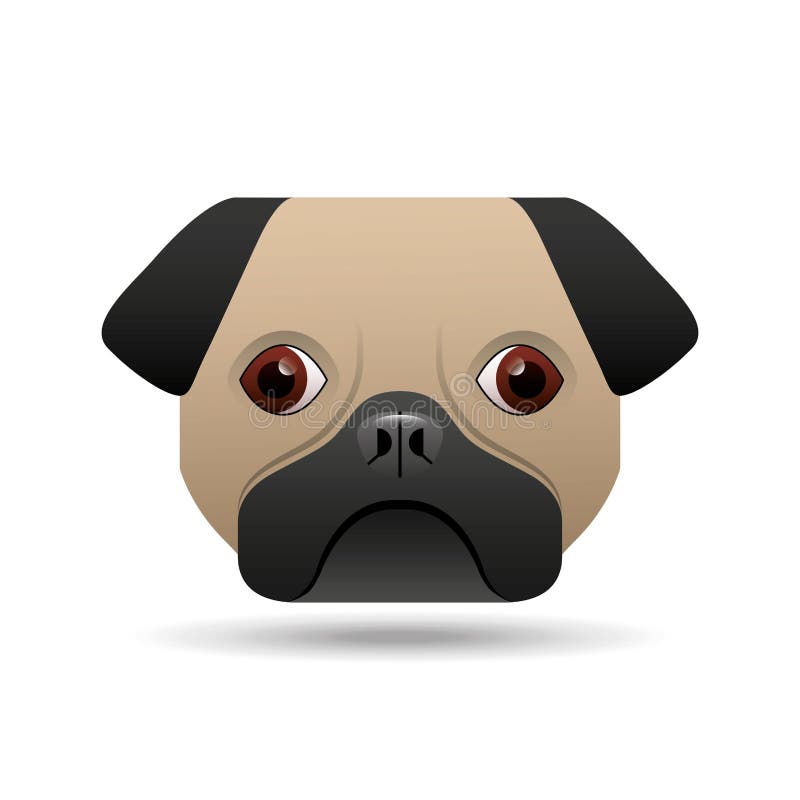 Pug Dog Puppy Face Icon Design Stock Vector - Illustration of flat ...