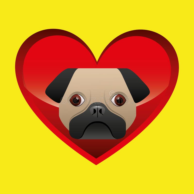 Pug Dog Puppy Face Icon Design Stock Vector - Illustration of adorable ...