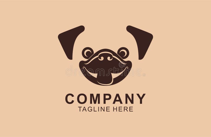 Pug Dog Simple Modern Logo stock illustration. Illustration of graphic ...