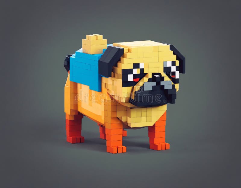 Pug Dog in the Style of Pixel Art. Stock Illustration - Illustration of ...