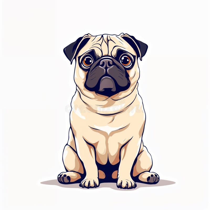 Cute Pug Dog Vector Cartoon Illustration White Background Stock Vector ...