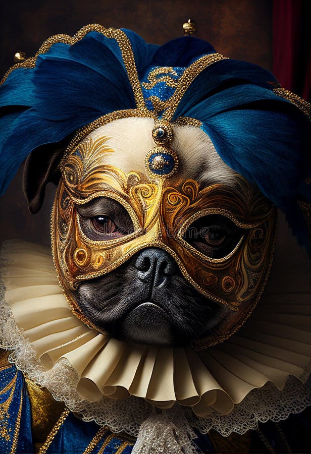 Pug Dog in a Venetian Carnival Mask. AI Generated Stock Illustration ...
