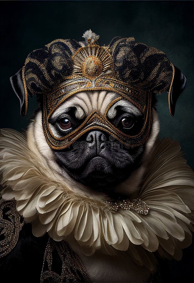 Pug Dog in a Venetian Carnival Mask. AI Generated Stock Photo - Image ...