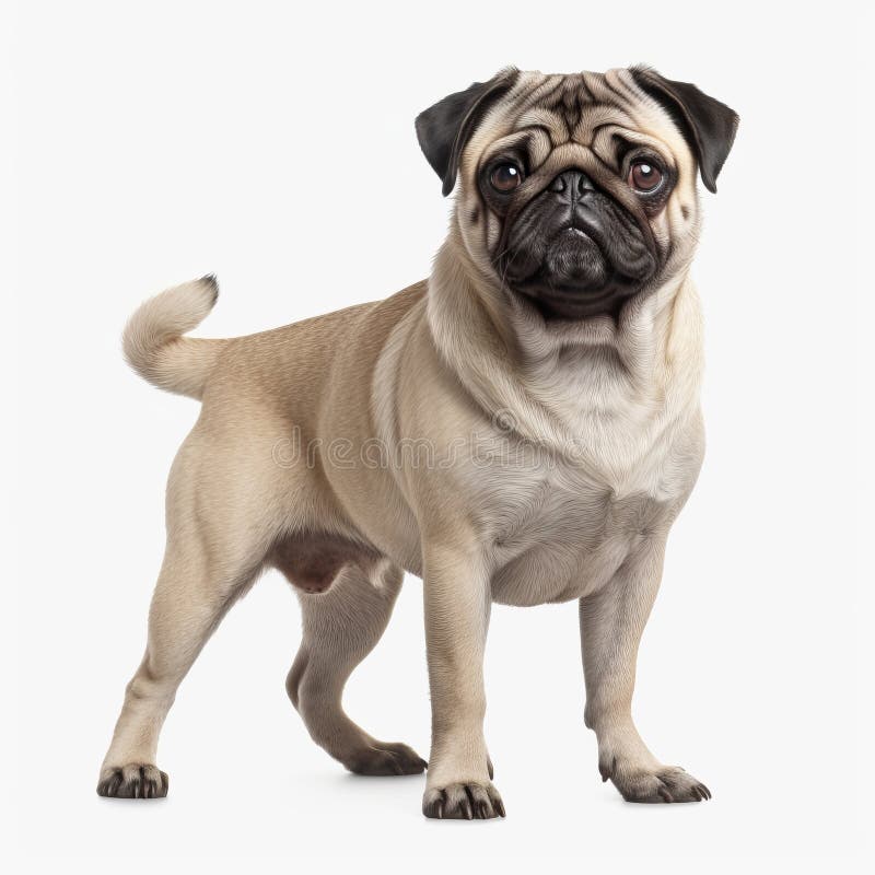 Pug Full Body Facing Forward Clear White Background,generated with AI ...