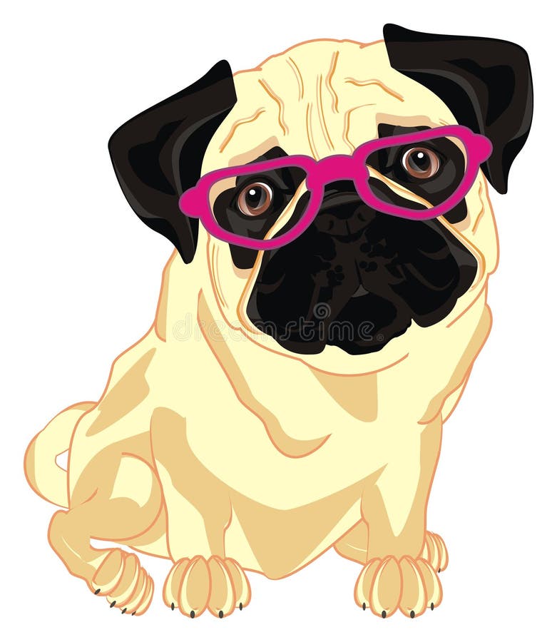 Pug loco en anteojos stock de ilustración. Ilustración de animal ...