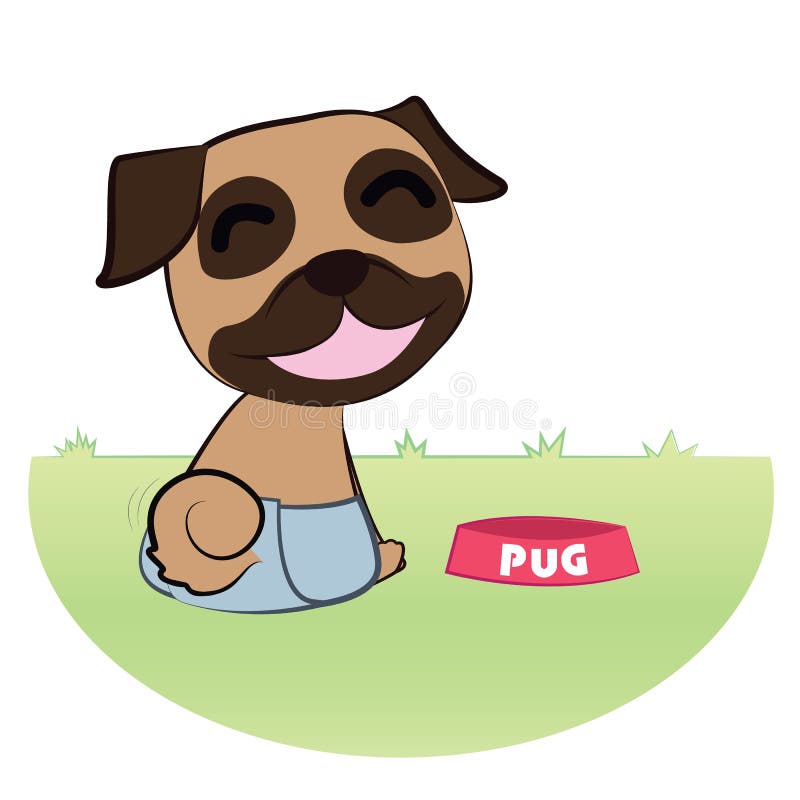 Pug nas cuecas ilustração do vetor. Ilustração de fofofo - 55072554