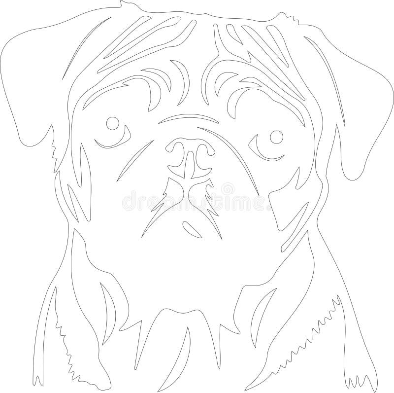 Pug Outline Silhouette Generative Ai Stock Vector - Illustration of ...