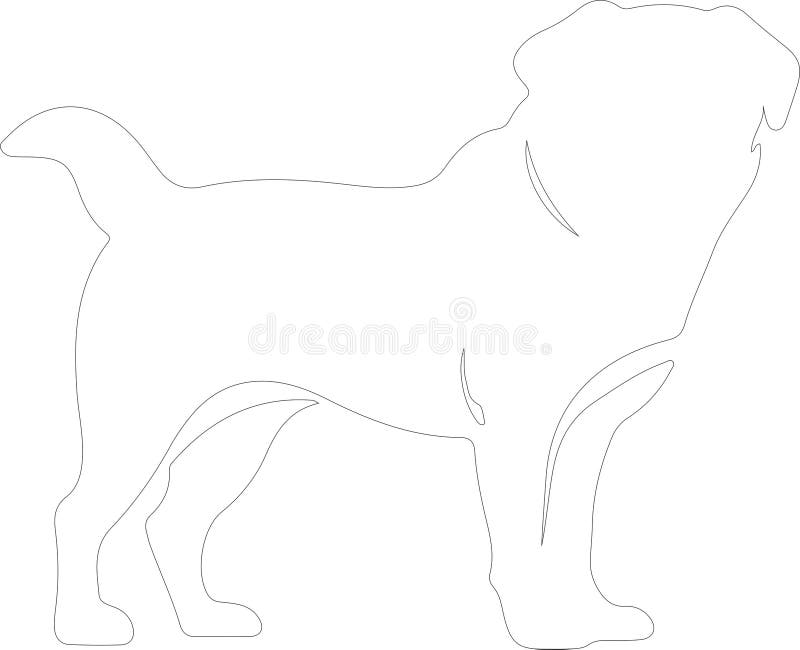 Pug Outline Silhouette Generative Ai Stock Vector - Illustration of ...