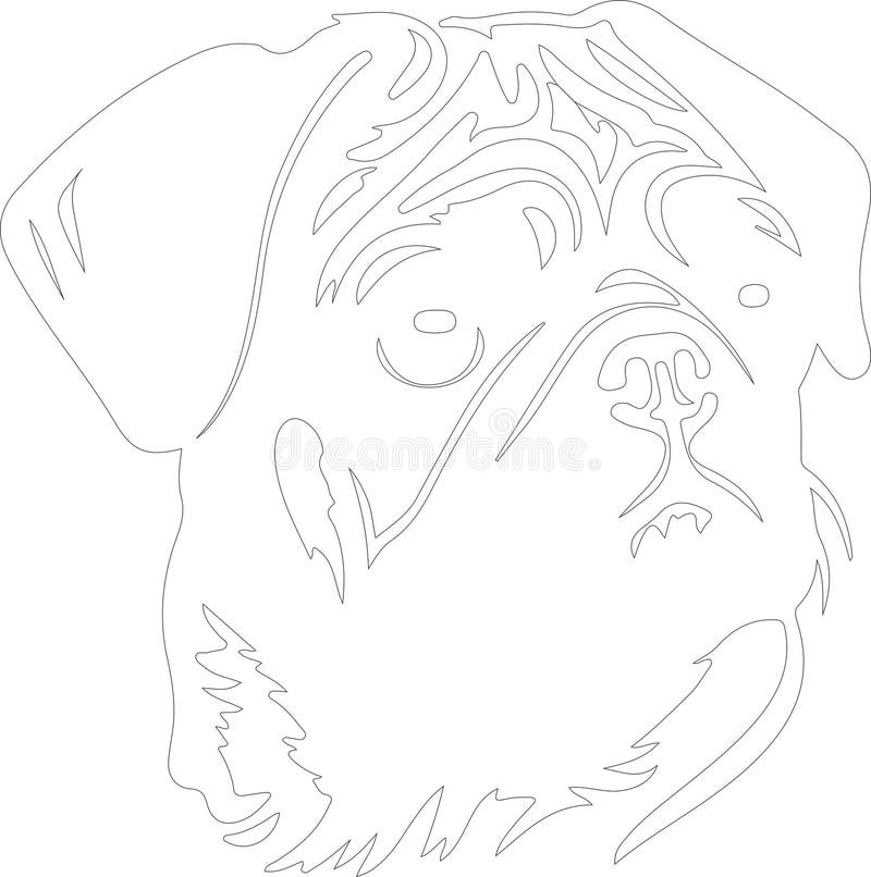 Pug Outline Silhouette Generative Ai Stock Vector - Illustration of ...