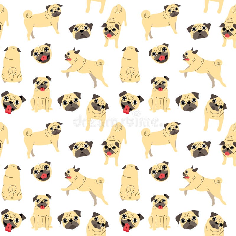 Pug,seamless pattern stock vector. Illustration of background - 121908207