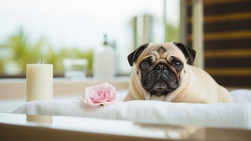 Pug Relaxed from Spa Procedures Stock Illustration - Illustration of ...