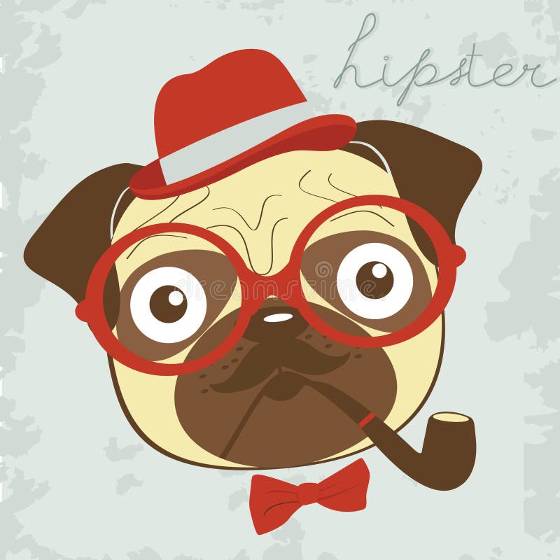 Pug smoking pipe stock vector. Illustration of pipe, funny - 39326956