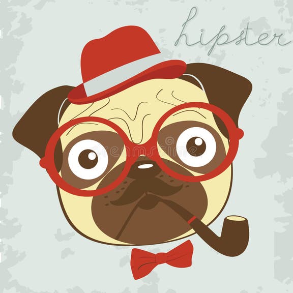 Pug smoking pipe stock vector. Illustration of pipe, funny - 39326956