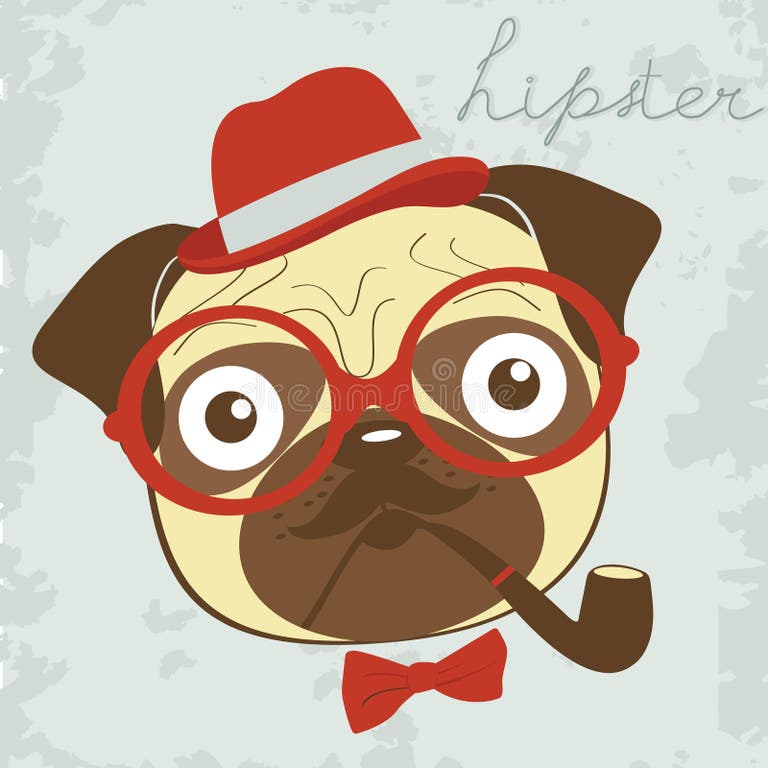 Pug smoking pipe stock vector. Illustration of pipe, funny - 39326956