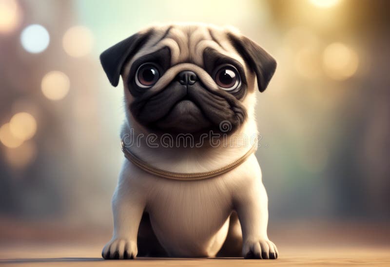 Pug Up Cartoon Dog Cute Doing Thumbs Standing Stock Illustration ...