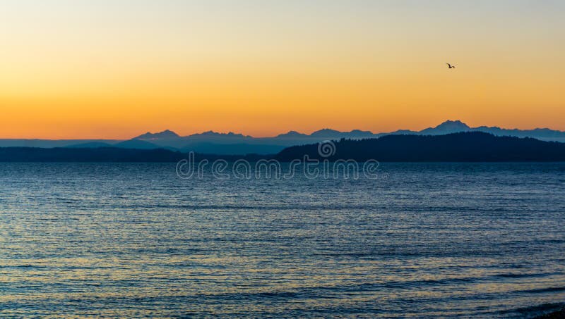 Puget Sound Mountain Sunset 10 Stock Photo - Image of twilight, sunset ...