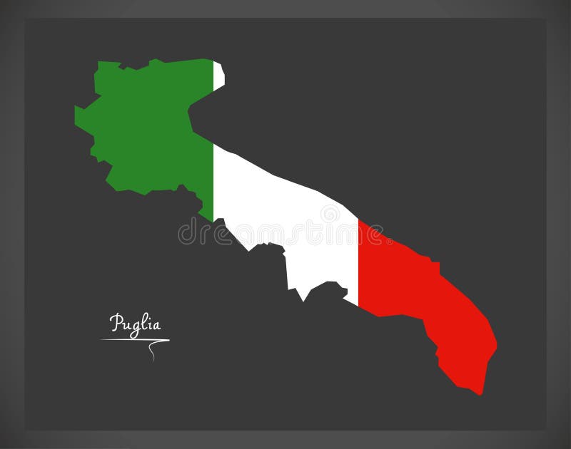 Puglia Map with Italian National Flag Illustration Stock Vector ...