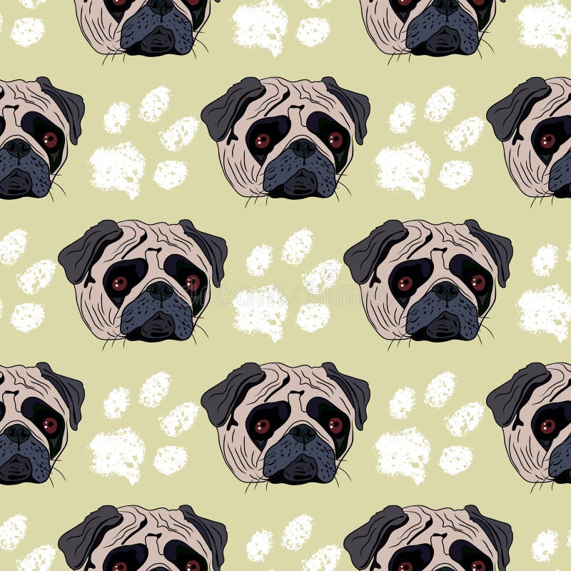 Pugs Dogs Seamless Pattern. Vector Stock Illustration Eps10 Stock Vector - Illustration of icon ...