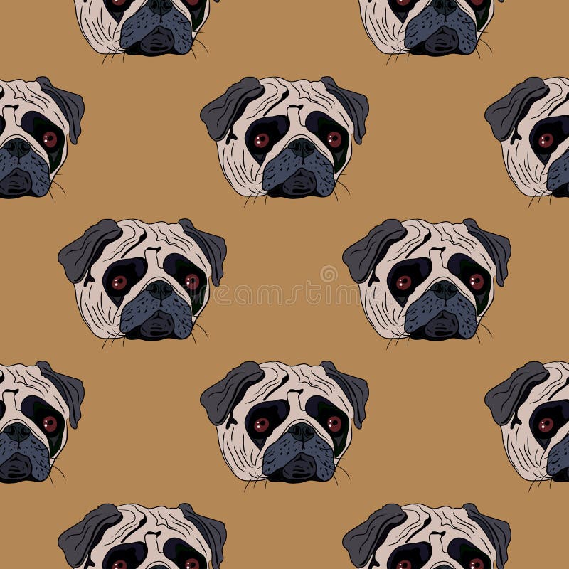 Pugs Dogs Seamless Pattern. Vector Stock Illustration Eps10 Stock Vector - Illustration of ...
