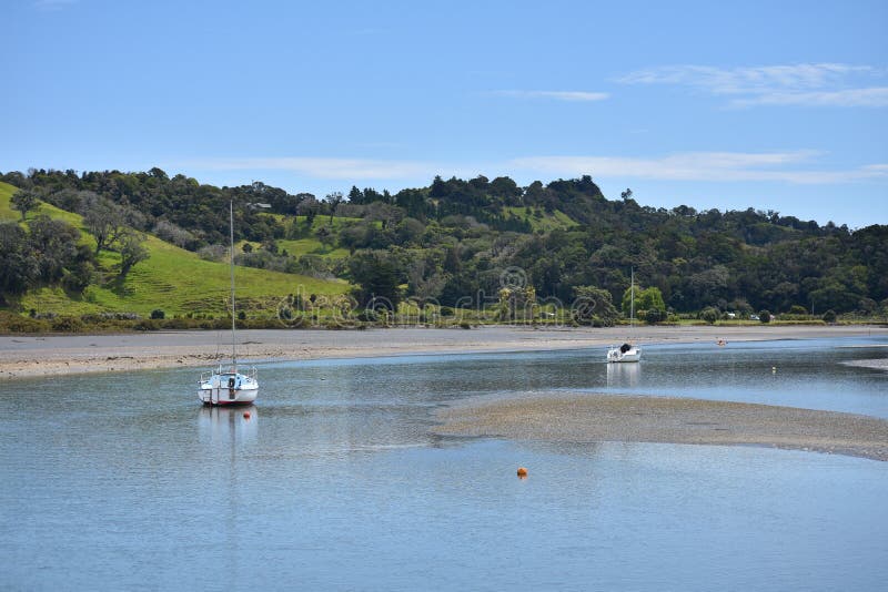 Puhoi River estuary. stock image. Image of berth, mooring - 63134383