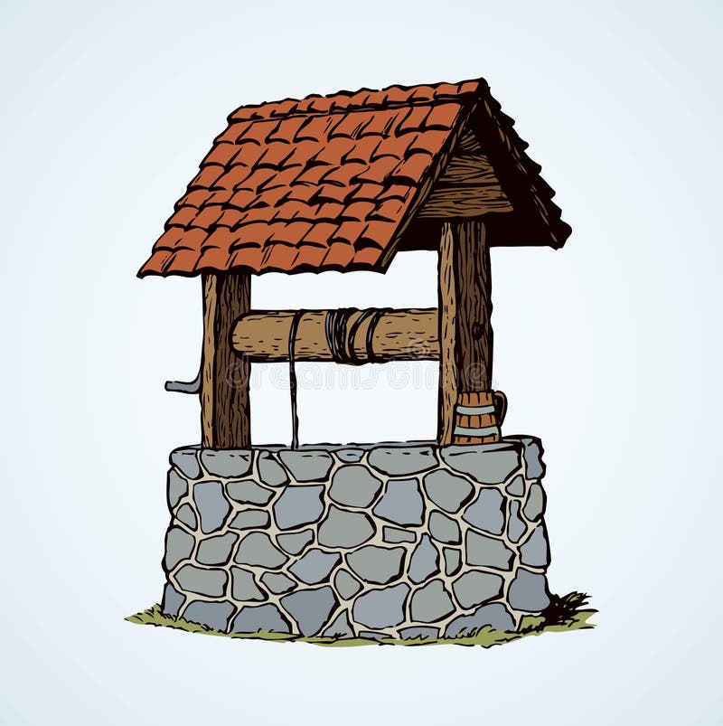 Ancien Puits. Dessin Vectoriel Illustration de Vecteur - Illustration ...