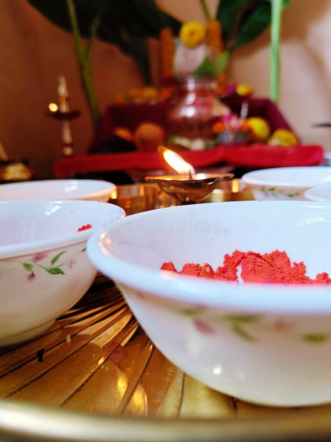 Puja Hindu Rituals Lightning Stock Image - Image of meal, rituals ...