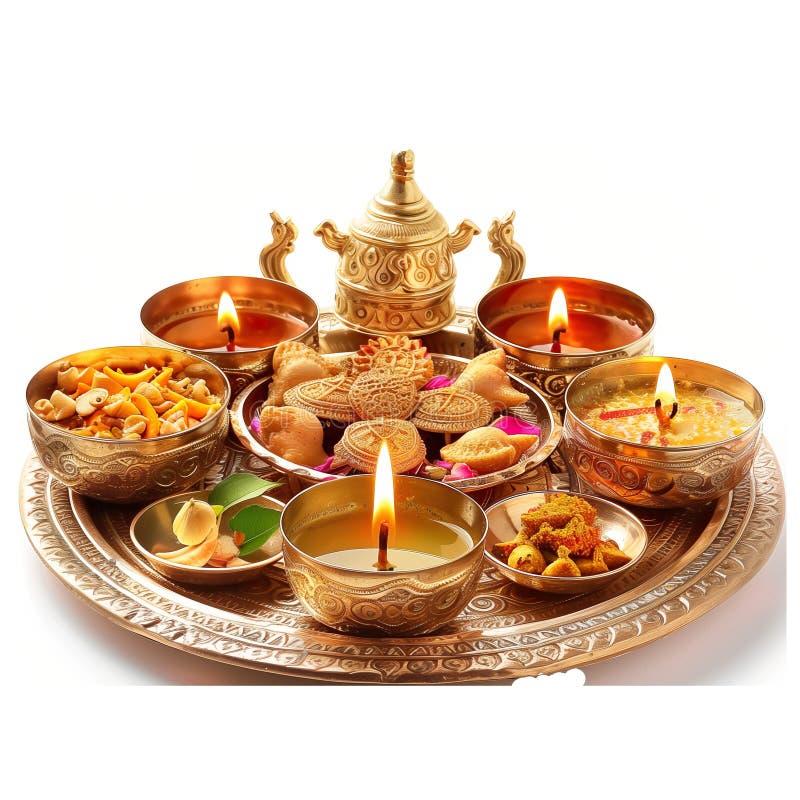 Puja Thali for Diwali Prayers and Rituals Stock Image - Image of ...