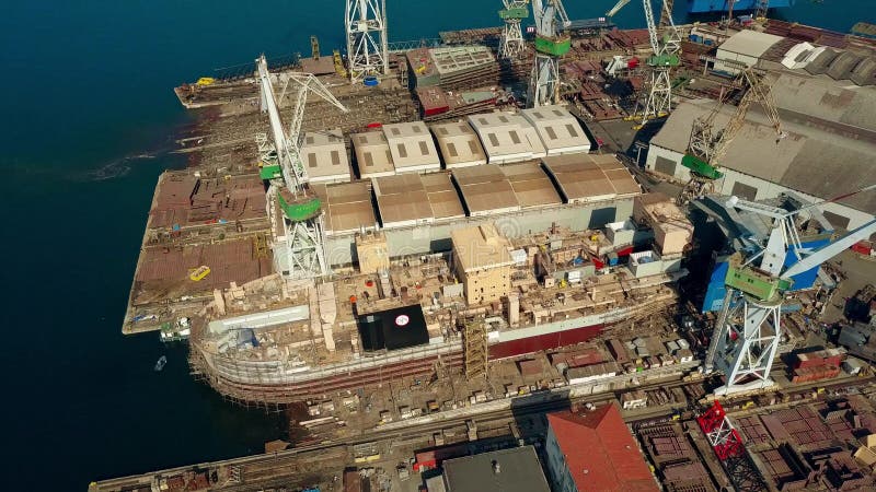 PULA, CROATIA - AUGUST 4, 2017. Aerial View of a JDN Ship Under ...