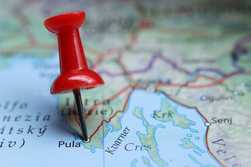 Pula, Croatia pin on map stock image. Image of europe - 370074711