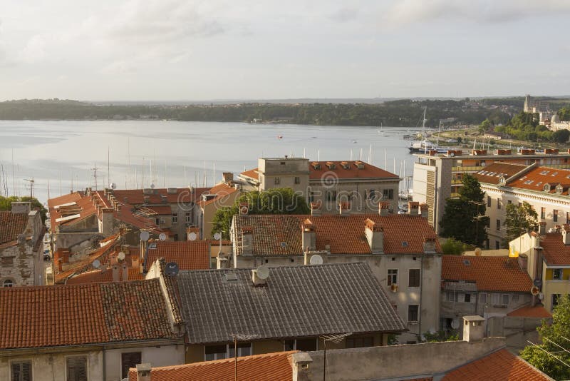 Pula town - upper view stock image. Image of monuments - 44005977
