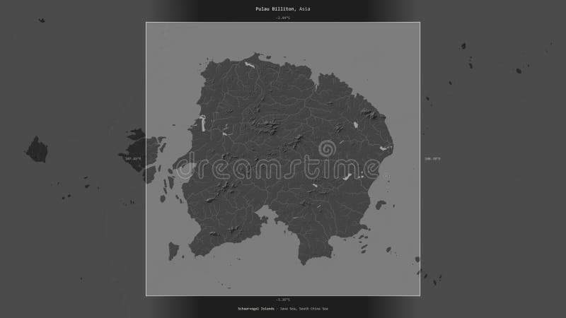 Pulau Billiton, Indonesia, Highlighted and Labelled. Bilevel Stock ...